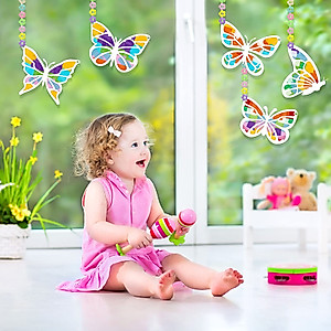 18 Pieces Suncatcher Kit for Kids Butterfly Suncatcher Kit Tissue Paper Butterfly Suncatcher Craft Spring Summer Window Art Kit with 18 Tissue Paper for Spring Summer Craft DIY Butterfly Party Favor