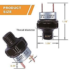 mankk Air Pressure Switch 90-120 PSI Thread 1/4"NPT 24V 12V DC Air Compressor Pressure Switch for Air Horn Train 90-120-1/4"NPT-BK