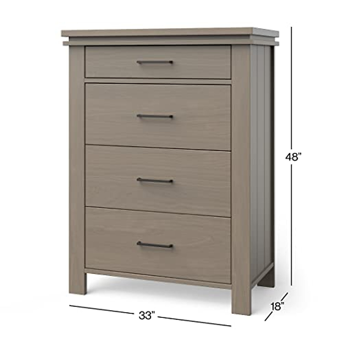 Child Craft Denman 4 Drawer Chest, Storage for Nursery or Kids Room (Crescent Gray)