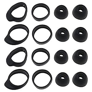 4 Pairs Silicone Anti-Slip Eartips Compatible with Samsung Galaxy Buds 2019 & 4 Pairs Earhooks Compatible with Samsung Galaxy Buds+ R175/R170 Black
