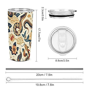 20oz Chinese Style Snake Pattern Tumbler Stainless Steel, Vacuum Insulated Tumbler with Lid And Straw Unique Coffee Mug Travel Mug Gifts for Women Men