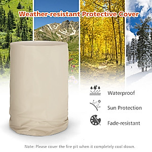 Tangkula Outdoor Round Propane Fire Pit, Patiojoy 16 Inch Auto-Ignition Patio Gas Fire Pit with Waterproof Protective Cover, Touch-up Pen and Lava Rocks, 30,000 BTU Fire Pit for Backyard, Outside