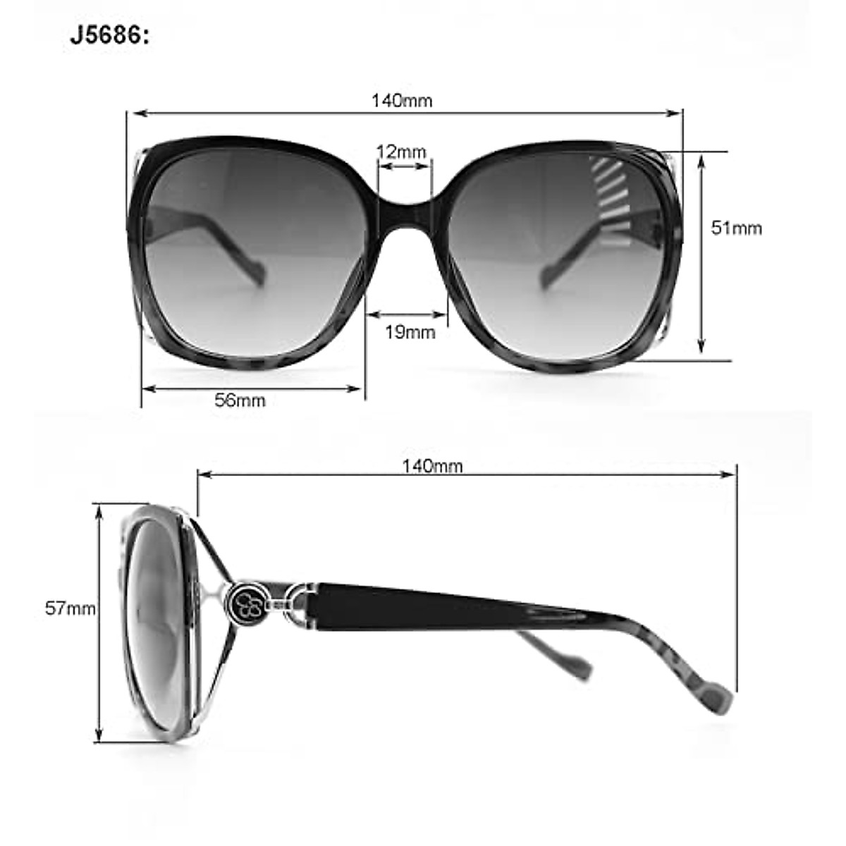 Jessica Simpson Womens J5686 Oversized Square Sunglasses With Uv400 Protection. Glam Gifts For Her, 56 Mm, Black Tortoise, 56 Mm US