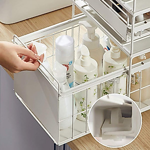 Under Sink Storage Kitchen Storage Rack,Under Sink Storage Racks,Under Sink Organizer,pull-out Cabinets,countertop Storage,Kitchen Tidy Organiser,for Kitchen Bathroom, White 40.5*27.7*39.5cm