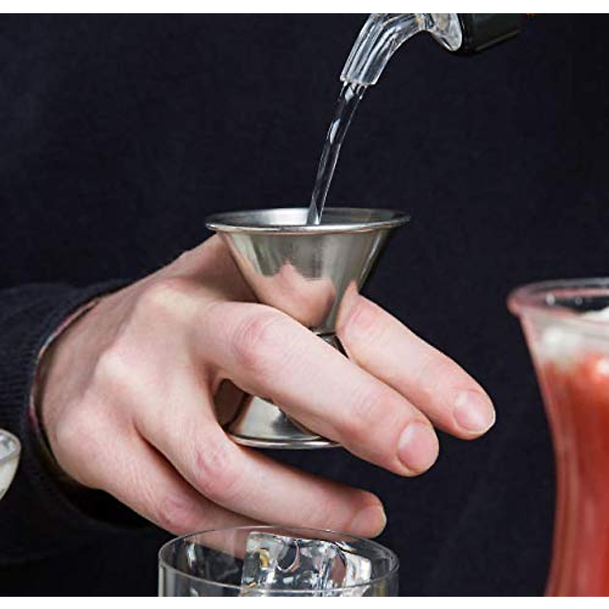 (1-PC- 1/2 & 1 Ounce) Jiggers Double Sided Stainless Steel Portion Control Cocktail Measuring Shot Bar Tool Commercial Grade