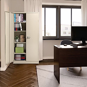 INTERGREAT Tall Metal Storage Cabinet, 72" Locking Steel Cabinet with Door and Shelves, Utility Cabinets for Office, Garage,Home,(Gray)