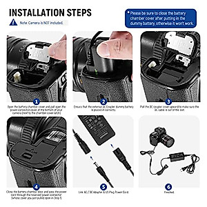 NEEWER Dummy Battery Replacement for LP-E6 LP-E6N LP-E6NH with DC Coupler and AC Power Adapter Compatible with Canon EOS R Ra R3 R5 R5C R6 R6II R7 5D 6D 7D Mark II/III/IV 5DS 5DSR 60D 70D 80D 90D