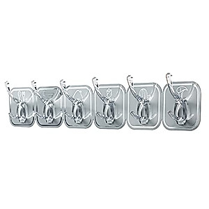 GRASARY 6Pcs Wall Hooks Punch Free Self-Adhesive Coat Hooks Small Wall Hanger Hooks for Bag,Towel,Coat Grey