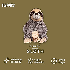 fabdog Fluffies Dog Toys - Squeaky Plush Dog Toy for All Breeds - Cute Animal-Themed Puppy Toys Make for Ideal Gift - Fun Nylon Dog Toys with Squeak| Large Sloth