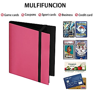 Trading Cards Album Binder, JARAGAR 2 Pack 9 Pockets PU Leather Card Binder Holder 20 Sheets Band Closure Card Storage Case Holds up to 360 Cards Fit for Baseball Football Cards Game Cards