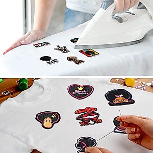 20 Pieces Black Girl Patches Iron on Patches for Clothing Afro Girl Embroidered Patches Sew On Patch Applique for Clothes Backpacks Jeans Jackets DIY Craft (Novelty Style)