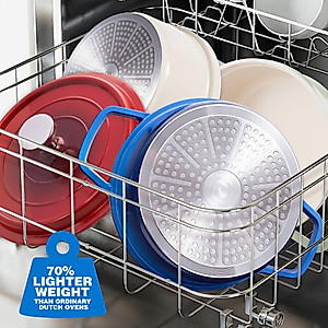 Lightweight 2.5 Qt Dutch Oven Pot with Lid, Nonstick Dutch Oven, Enameled Dutch Oven for Bread Baking, Cast Aluminum Pot Compatile with All Cooktops, Dishwasher Safe Cookware, Red