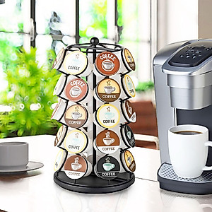 Nifty Coffee Pod Carousel – Compatible with K-Cups, 35 Pack Storage, Spins 360-Degrees, Lazy Susan Platform, Modern Black Design, Home or Office Kitchen Counter Organizer