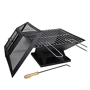 LIUXUEFE Fire Pit, Barbecue Grill, Outdoor Heater, Portable Fireplace, wo-od Stove with Brazier