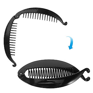 LALAFINA 6pcs French Banana Clip Hair Combs Fishtail Hair Clips Banana Hair Clip Ponytail Holder Vintage Clincher Comb Tool for Thick Fine Curly Hair, Black