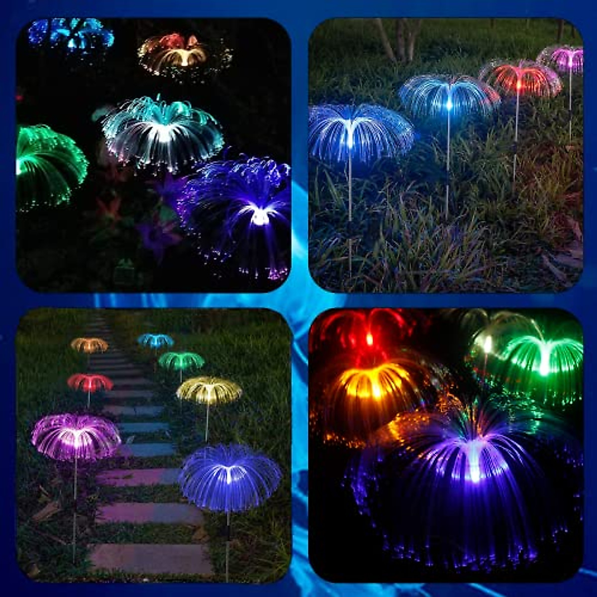 Forliver Outdoor Solar Garden Lawn Lights, Solar Jellyfish Light, Waterproof Decorative Beautiful Flower Lights Landscape Pathway Patio Yard Walkway Holiday Christmas Decoration 5 Pcs