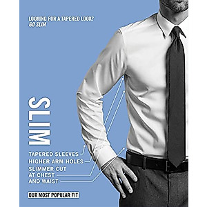 Calvin Klein Men's Dress Shirts Slim Fit Non Iron Solid, White, 17.5" Neck 34"-35" Sleeve