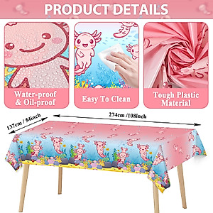 chiazllta 20 Guests Pink Cartoon Axolotl Birthday Party Supplies Reptile Animals Party Tableware Set Girl Axolotl Party Decor Favors Disposable 7-Inch Plates Napkin Tablecloths for Axolotl Baby Shower