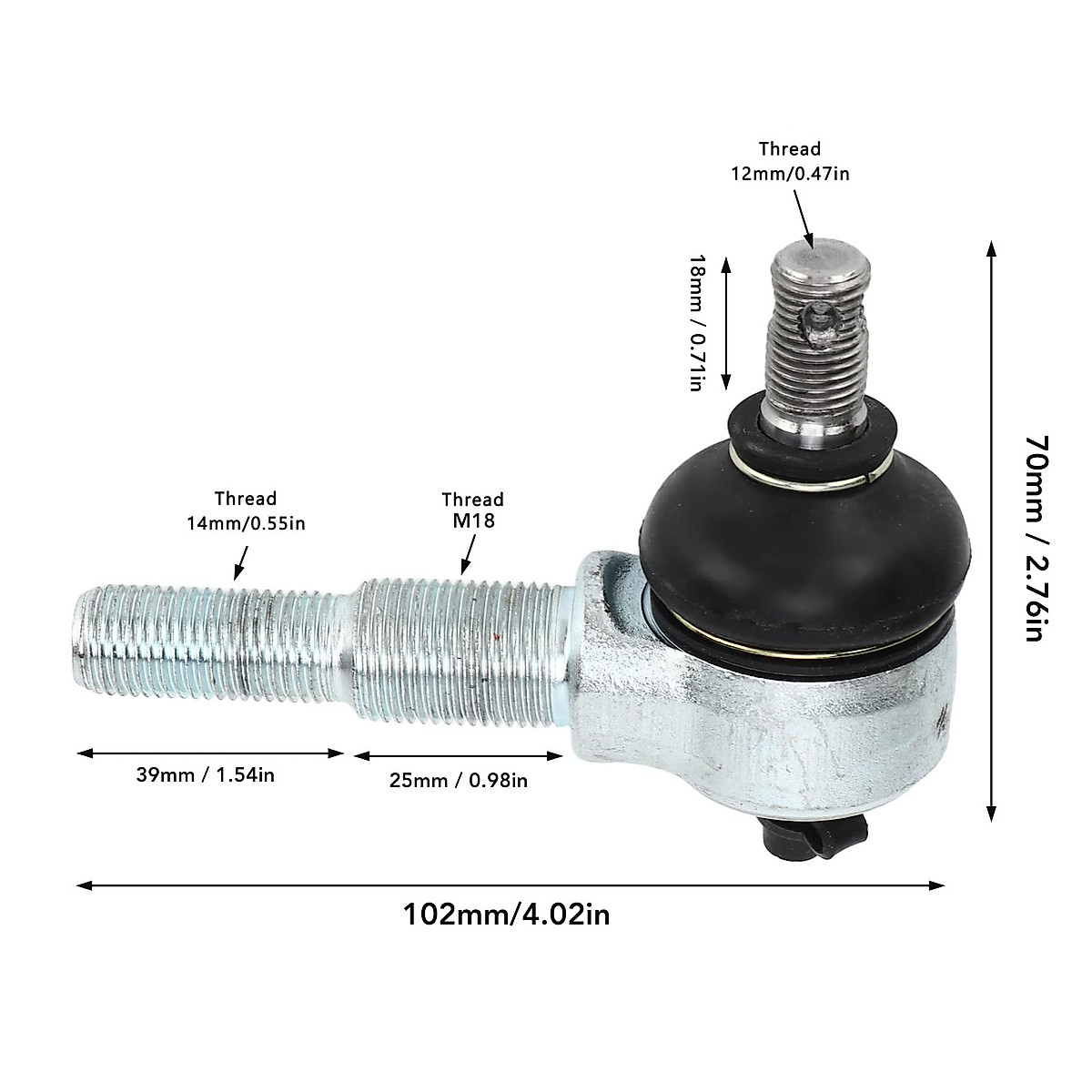 Ball Joint Kit, ‑M14 Ball Joint Kit Adjustable Steel Alloy for 250cc 200cc Electric ATV UTV Kart