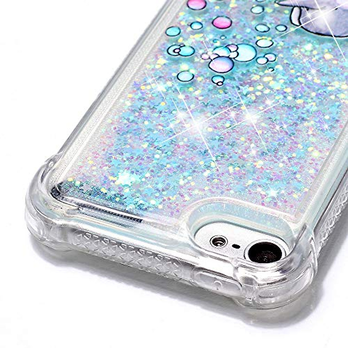 CAIYUNL iPod Touch 7 Case, iPod Touch 6 /Touch 5 Case Glitter, Liquid Sparkle Bling Cute Clear Soft TPU Girls Women Kids Protective Case Cover for iPod Touch 7th /6th/5th Generation -Blue Elephant