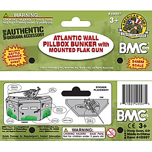 BMC WW2 Pillbox Bunker Defense with Artillery - 1:32 Plastic Army Men Accessory