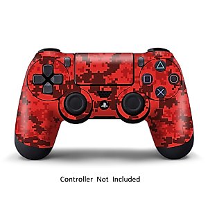 GameXcel Skins Compatible with PS4 Controller - Stickers Compatible with Playstation Dualshock 4 - Decals Cover Skin Accessories Compatible with PS4 Slim Controllers - Digicamo Red