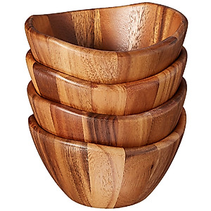Lipper International Acacia Wave Serving Bowl and 4 Wave Bowls Set
