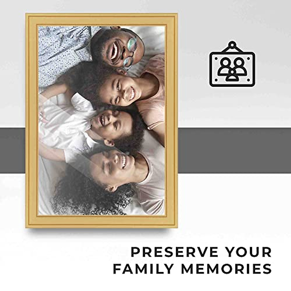 7x10 Frame Gold Real Wood Picture Frame Width 1.25 Inches | Interior Frame Depth 0.75 Inches | Fremont Gold Modern Photo Frame Complete with UV Acrylic, Foam Board Backing & Hanging Hardware