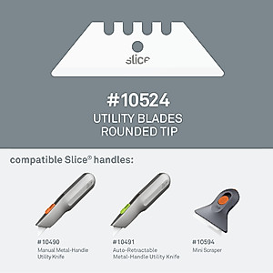 Slice 10524 Ceramic Utility Blades (Rounded-Tip), Finger-Friendly, Safe to Touch, Strong, Durable, Last 11 Times Longer Than Metal, Multiple Tool Compatibility (2 Blades)