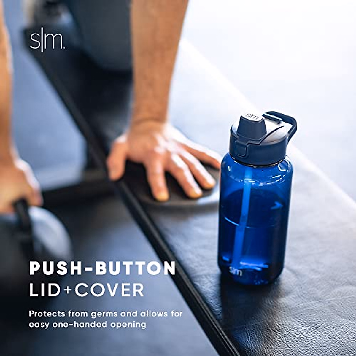 Simple Modern 32oz Water Bottle with Silicone Straw Lid & Motivational Measurement Markers | Reusable BPA-Free Tritan Plastic Lightweight Sports Bottles for Gym | Summit Collection | Blush