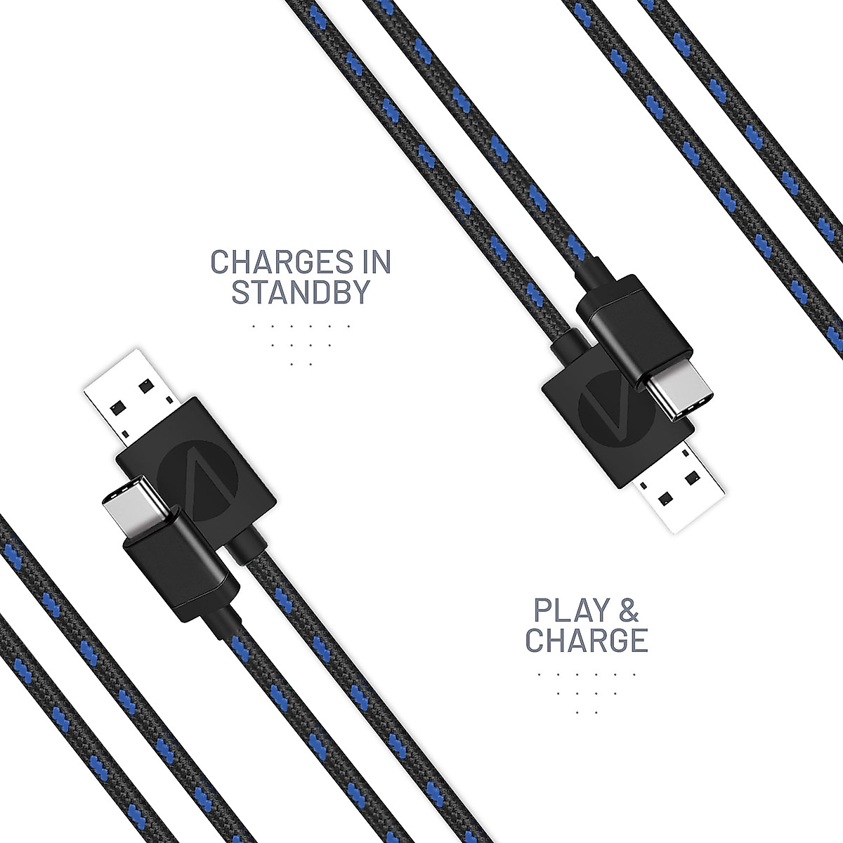 3M Twin Premium Braided Play & Charge Cables for PS5