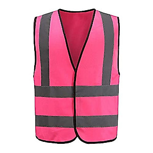 AYKRM 12 colour High visibility viz vest hi vis viz reflective safety vests for men (XS-8XL) (X-Large, Pink)