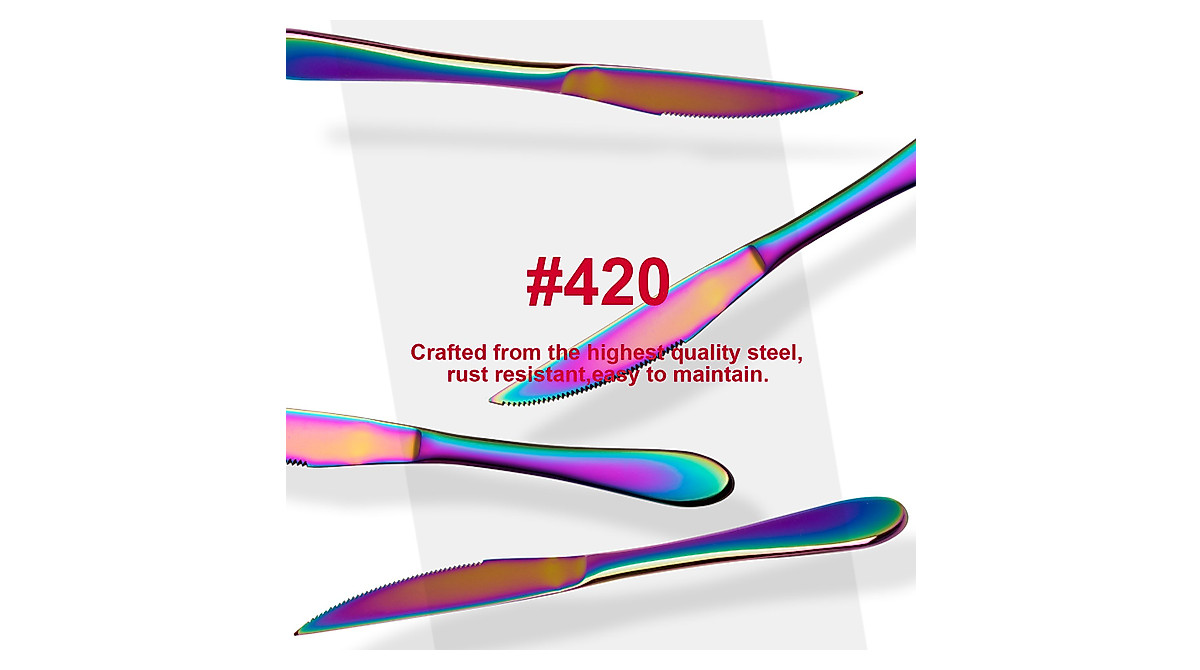 Colorful Ultra-Sharp Steak Knives Set - 6-Piece