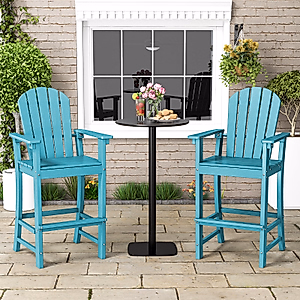 Tangkula Outdoor Tall Adirondack Chair 30 Inches Seat Height, HDPE Bar Height Patio Chair with High Backrest, Armrests and Footrest, Outdoor Bar Stool for Balcony Deck Garden Poolside (2, Turquoise)