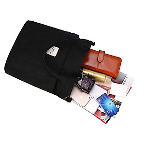 Iswee Canvas Tote Bag with Zipper Multi Pockets Tote Purse for Women Fashion Crossbody Tote Shoulder Bag Handbag Everyday Bag(Black)