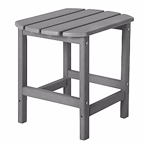 Adirondack Side Table, Outdoor Side Table Weather Resistant HDPE Small Patio Table for Indoor Outdoor (Oval Table, Grey)