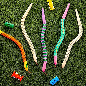 Gejoy 12 Inch Wooden Snakes Unfinished Wooden Wiggly Jointed Flexible Wood Snake to Paint Blank Canvas Animal Model Crafts for Arts and Crafts Halloween Birthday Party Supplies(15 Pieces)