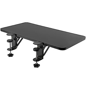 JAPCHET 20.5x9.8 Inches Ergonomics Desk Extender Tray, Clamp-on Keyboard Extension Platform, Keyboard Foldable Tray for Elbow Rest Desk Arm Support, Include Adjustable Clamps, Black, Table Mount