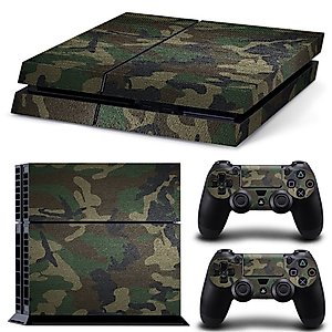 Wodoys Vinyl Stickers Skins Fit for PS4 Console and Controllers Suit Whole Body, Jungle Camouflage