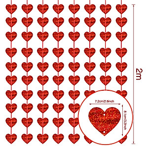 24 Pack red Heart Garlands Valentine's Day Decorations 144 Pieces Red Hearts for Valentine's Day, Wedding, Mother's Day, Party Supplies, No DIY