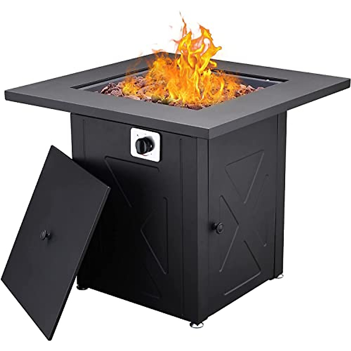 Grand patio Outdoor Furniture with Fire Pit Table Recliner Wicker Chairs 3 Pieces Reclining Chair for Patio Garden Backyard, Peacock Blue