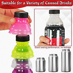 HOME-X Plastic Soda Can Cap, Reusable Soda Can Drink Lids, Colorful Covers for Soft Drinks, 2 ¼" Diameter x 2 ¼ “ H, Set of 6, Multi Colors