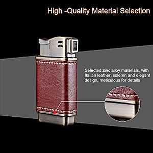 Torch Lighter, Refillable Butane Lighter, Leather Soft Flame Refillable Butane Lighters for Hiking Camping Fireplace Grill Camping BBQ Lighter with Gift Boxed (Without Gas) (Gold)