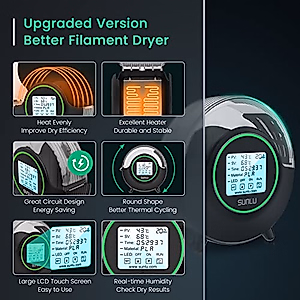 SUNLU Filament Dryer with Fan, Upgraded Fast Heating 3D Printer Filament Dryer Box, Keep Filament Dry During 3D Printing, PLA PETG ABS TPU Nylon ASA Filament Dehydrator Storage Box, FilaDryer S2 Black