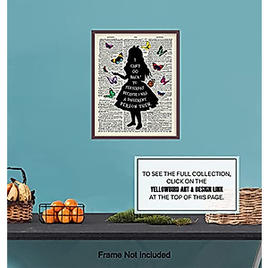 Alice Wonderland Quote Dictionary Art Print - Upcycled Home Decor, Wall Art Poster - Unique Room Decorations for Bedroom, Office, Girls or Kids Room - Great Gift - 8x10 Photo Unframed