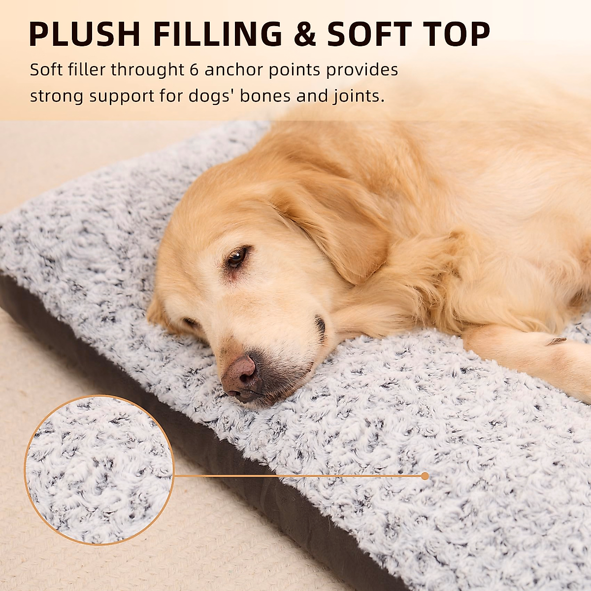 IHINIRE Washable Dog Crate Bed Deluxe Plush Dog Beds Reversible All-Seasons Bed Pet Sleeping Mattress for Large, Medium Dogs