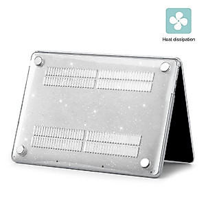 EooCoo Compatible with New MacBook Air 13.6 inch Case 2022 A2681 M2 Chip with Retina Display, Glitter Hard Shell Case + TPU Keyboard Skin Cover + Screen Protector - Sparkly Clear