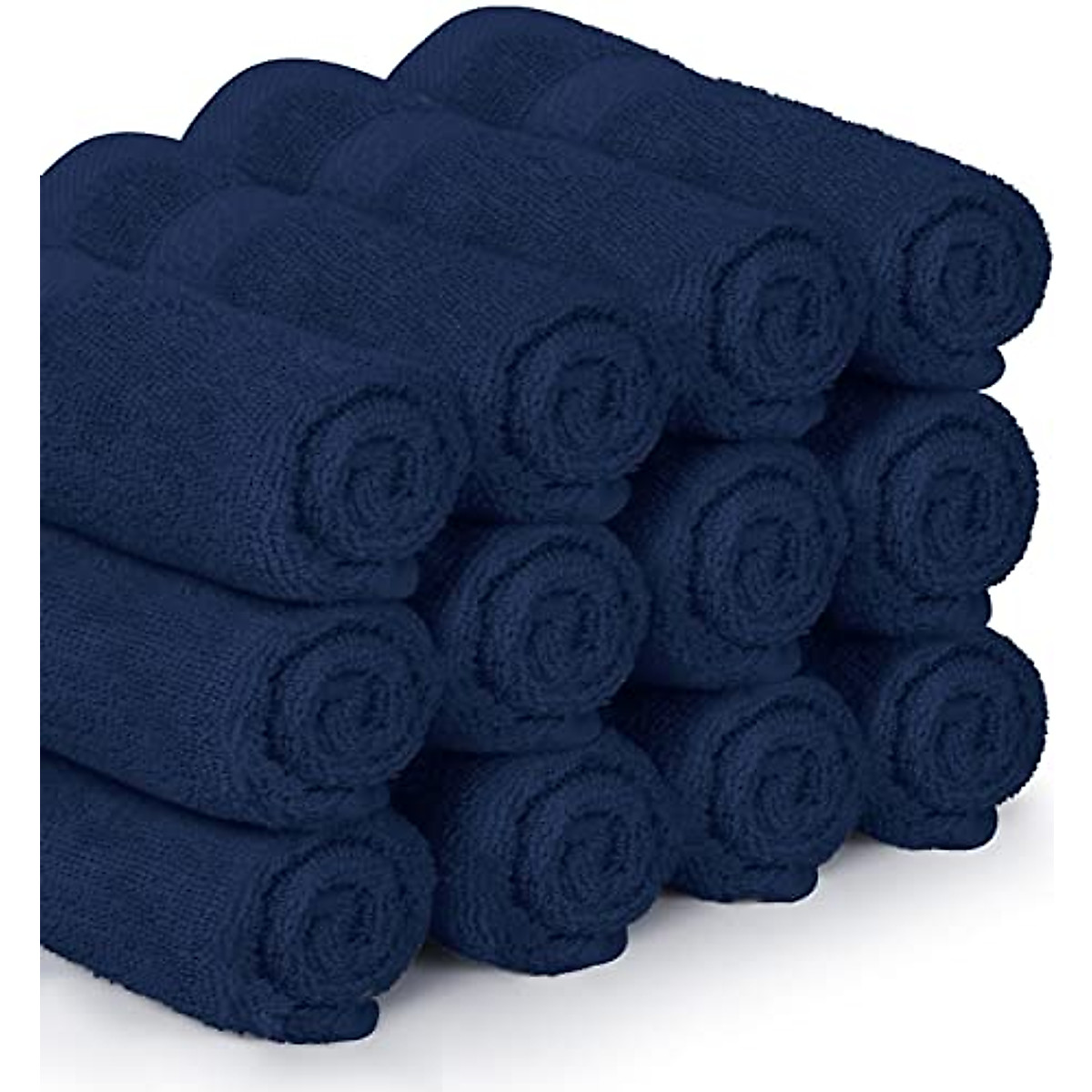 Utopia Towels Premium Bundle - Cotton Washcloths Navy (12x12 inches),Pack of 12 with Navy Hand Towels (16 x 28 inches), Pack of 6