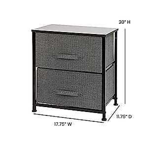 Flash Furniture 2 Drawer Storage Organizer - Black Cast Iron Frame and Wood Top - 2 Easy Pull Dark Gray Fabric Drawers