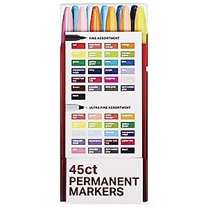 Sharpie Permanent Markers, Fine and Ultra-Fine Tips, 45 Count, Ultimate Color Collection